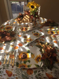 My "September Sunflower" Table - Two Adorable Labs