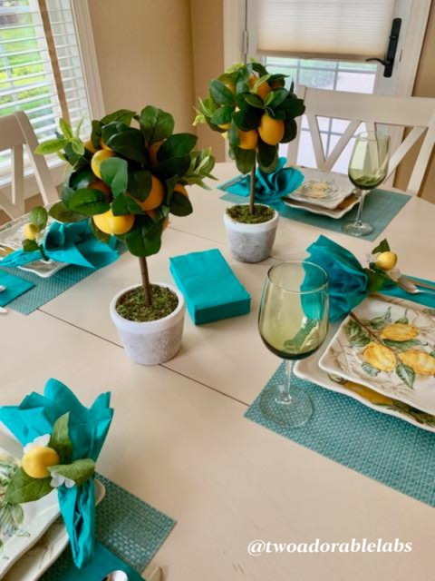 A Casual Tablescape For Four Using Lemons - Two Adorable Labs