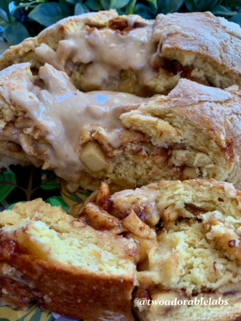Maple Glazed Apple Pull-Apart Bread - Two Adorable Labs
