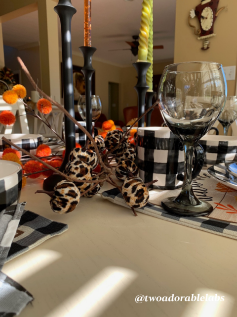 Buffalo Check Tablescape For Fall - Two Adorable Labs