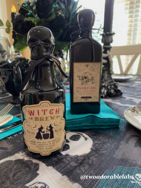 Skulls And Spiders Table - Two Adorable Labs