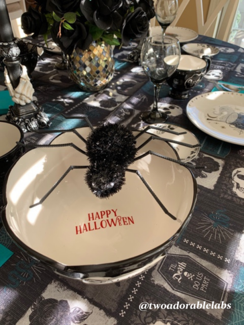 Skulls And Spiders Table - Two Adorable Labs