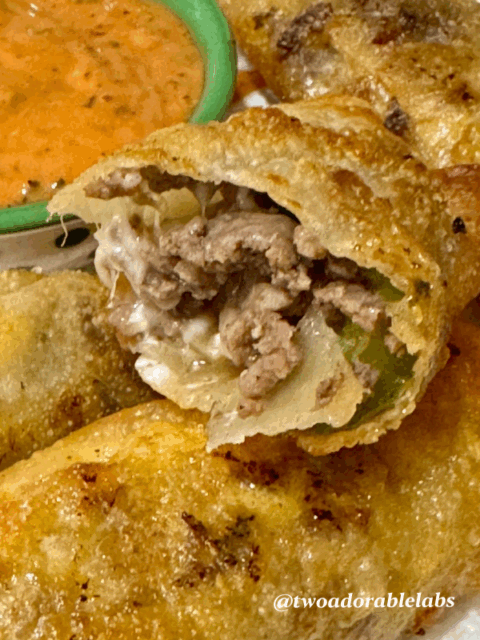 Fried Philly Ribeye Steak Wraps - Two Adorable Labs